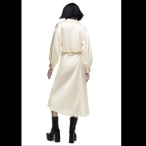 Zara | Dresses | Zara Cream Satin Effect Wrap Dress Special Edition ...